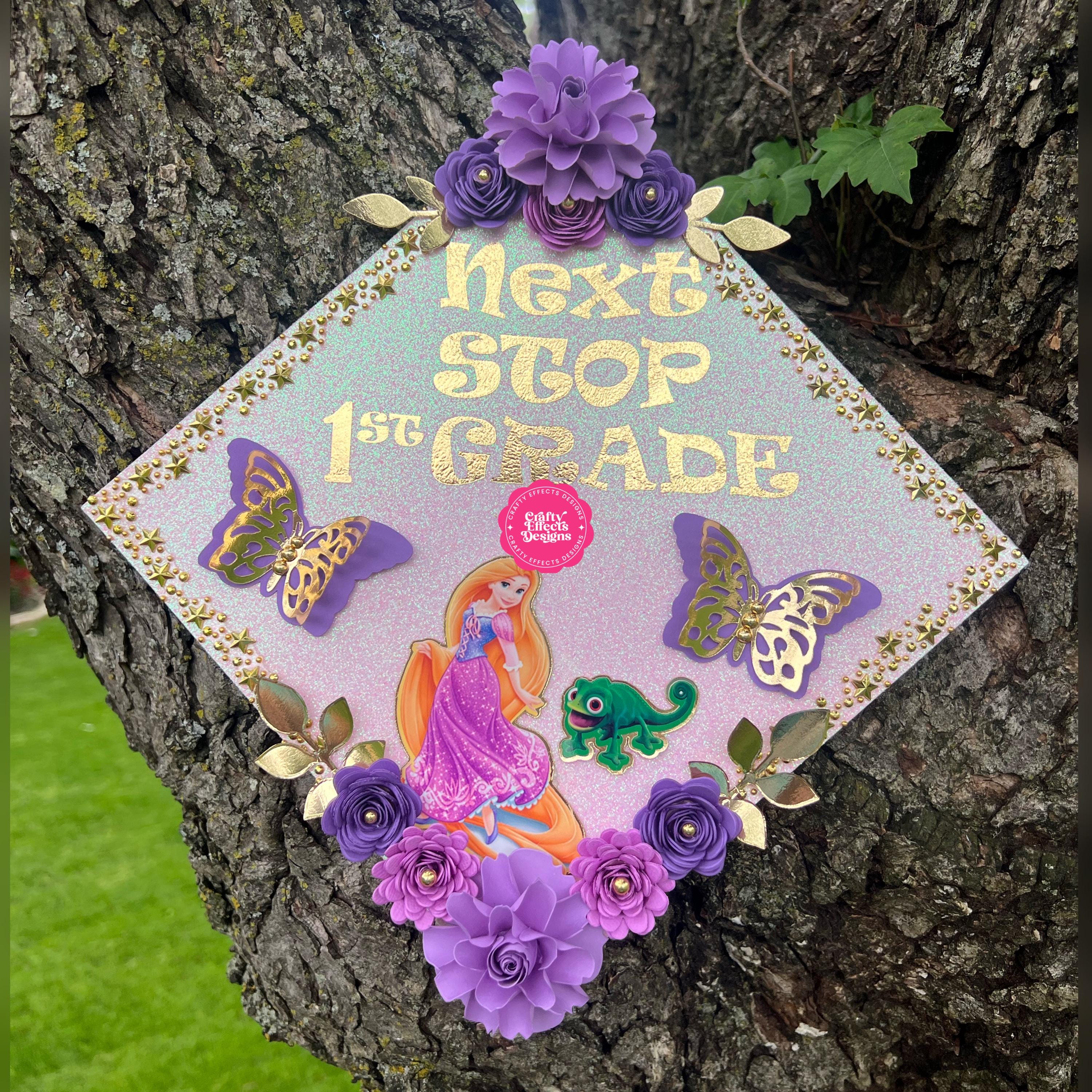 Custom Graduation Cap Topper: Glitter, Flowers & Butterflies – Crafty ...
